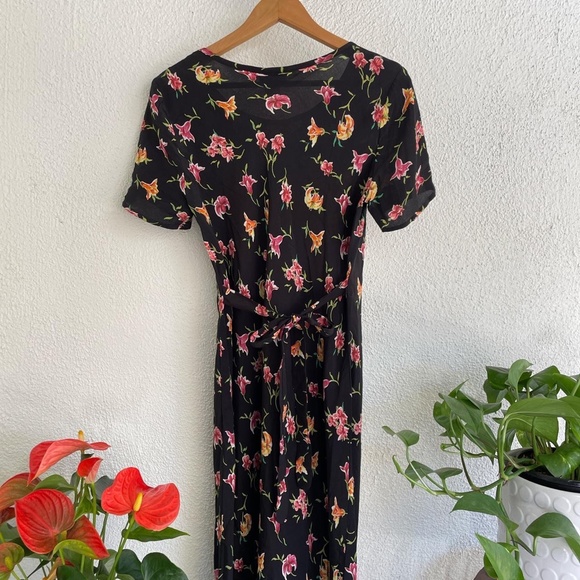 Fusion in LA | Dresses | Vintage 9s Black Lily Flower Maxi Dress By ...